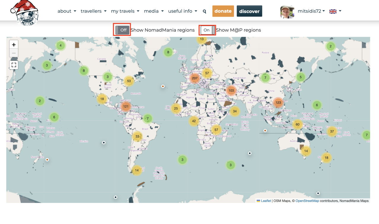 NomadMania new map update, M@P regions and toggle switches